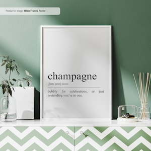 Champagne Poster | Champagne Definition | Alcohol Wall Art | Bar Cart ...