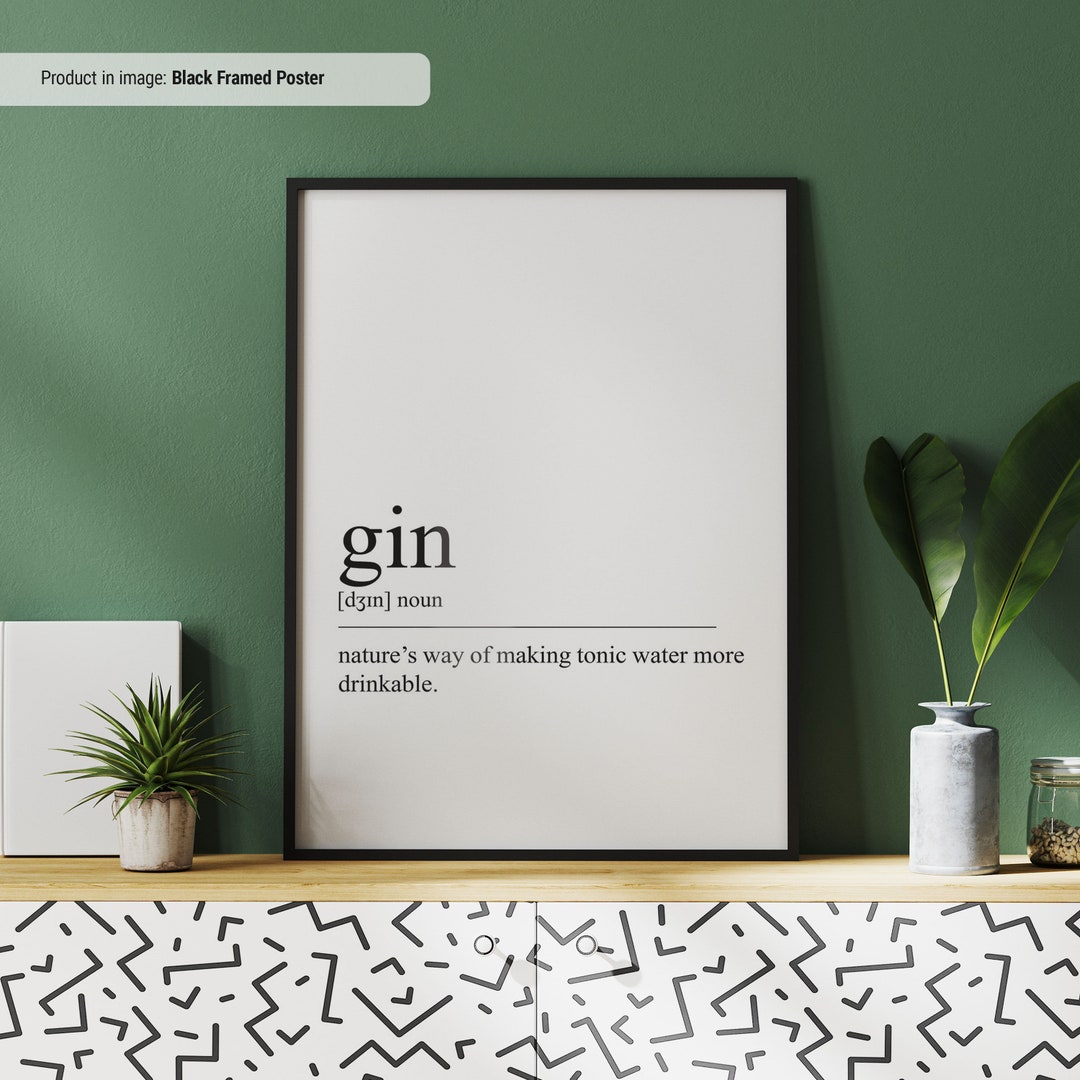 Gin Poster | Gin Definition | Alcohol Wall Art | Bar Cart Wall Art ...