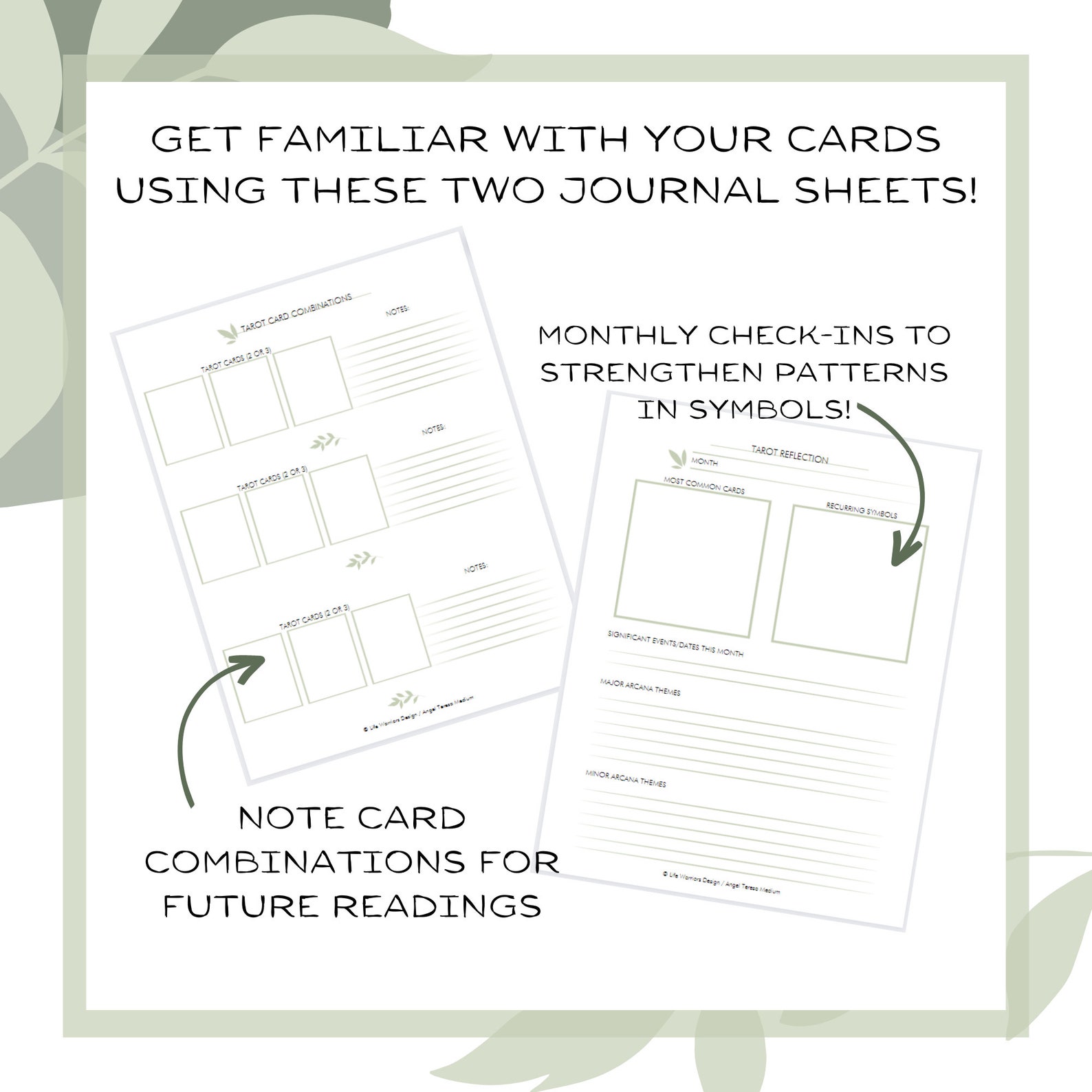 Printable Tarot Workbook Digital Tarot Notebook 8.5" X 11" Witch Work ...