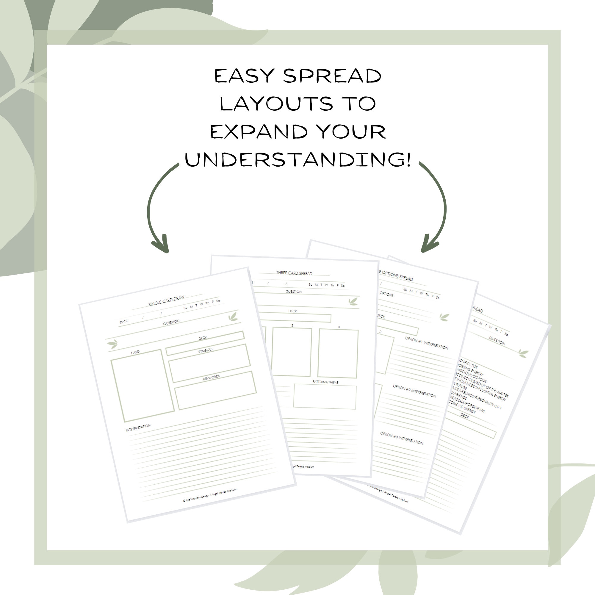 Printable Tarot Workbook Digital Tarot Notebook 8.5" X 11" Witch Work ...