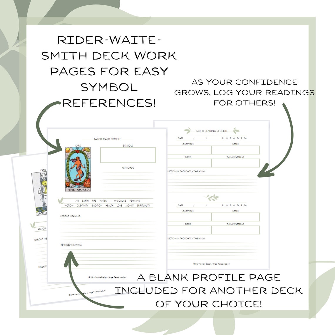 Printable Tarot Workbook Digital Tarot Notebook 8.5" X 11" Witch Work ...