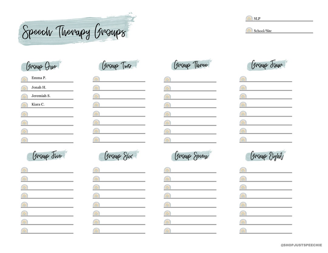 SLP Speech Therapy Groups Organizer speech-language Pathologist - Etsy