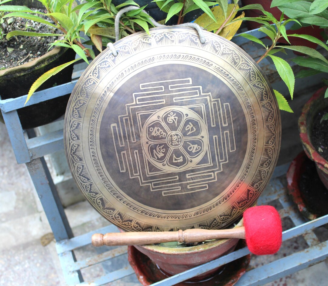 13 Inches Diameter Mandala Carved Gong-temple Gong-himalayan Gong ...