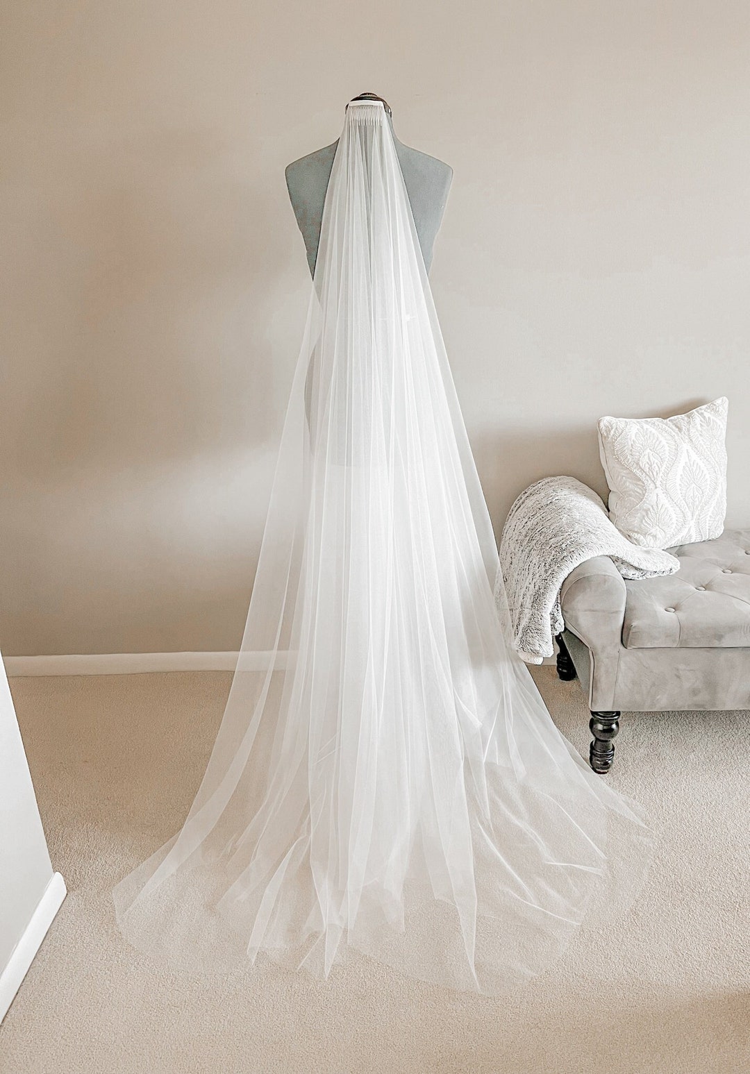 Two Layer Italian Tulle Bridal Veil | Veil With Blusher | Floor Length ...