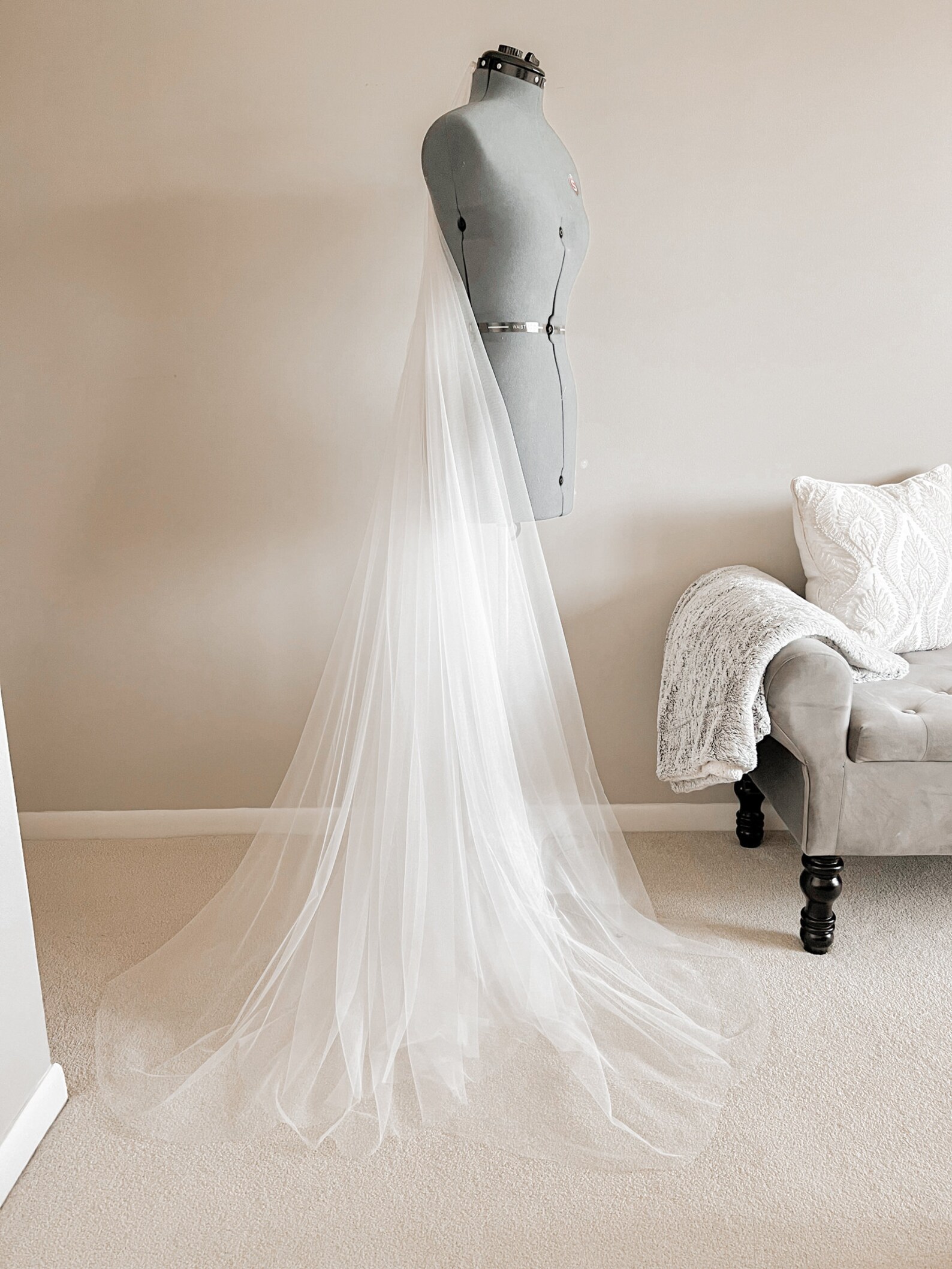 Soft Italian Tulle Bridal Veil With Blusher, Drop Style Veil - Etsy