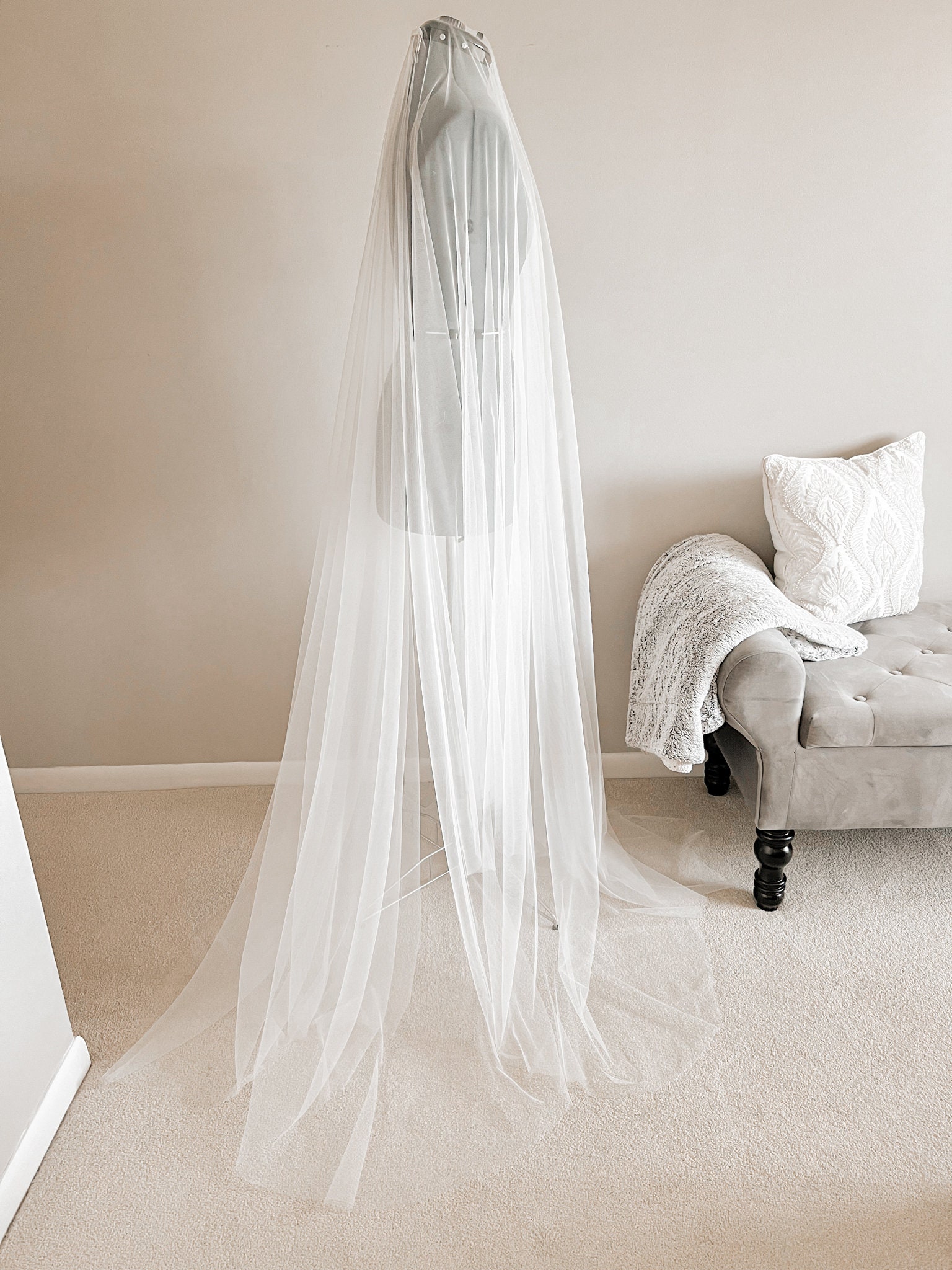 Soft Italian Tulle Bridal Veil With Blusher, Drop Style Veil - Etsy
