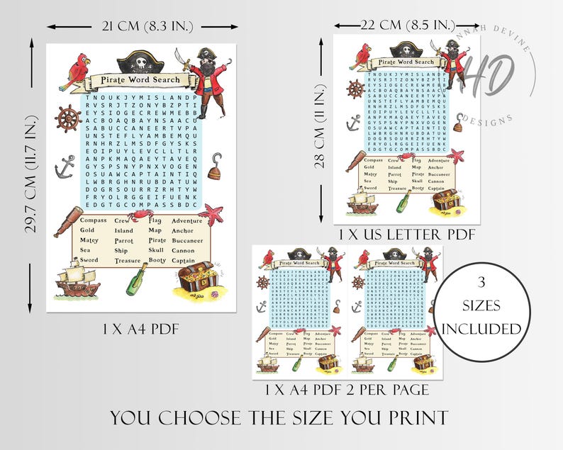 Pirate Adventure Word Search for Kids | Printable Activity | Pirate ...