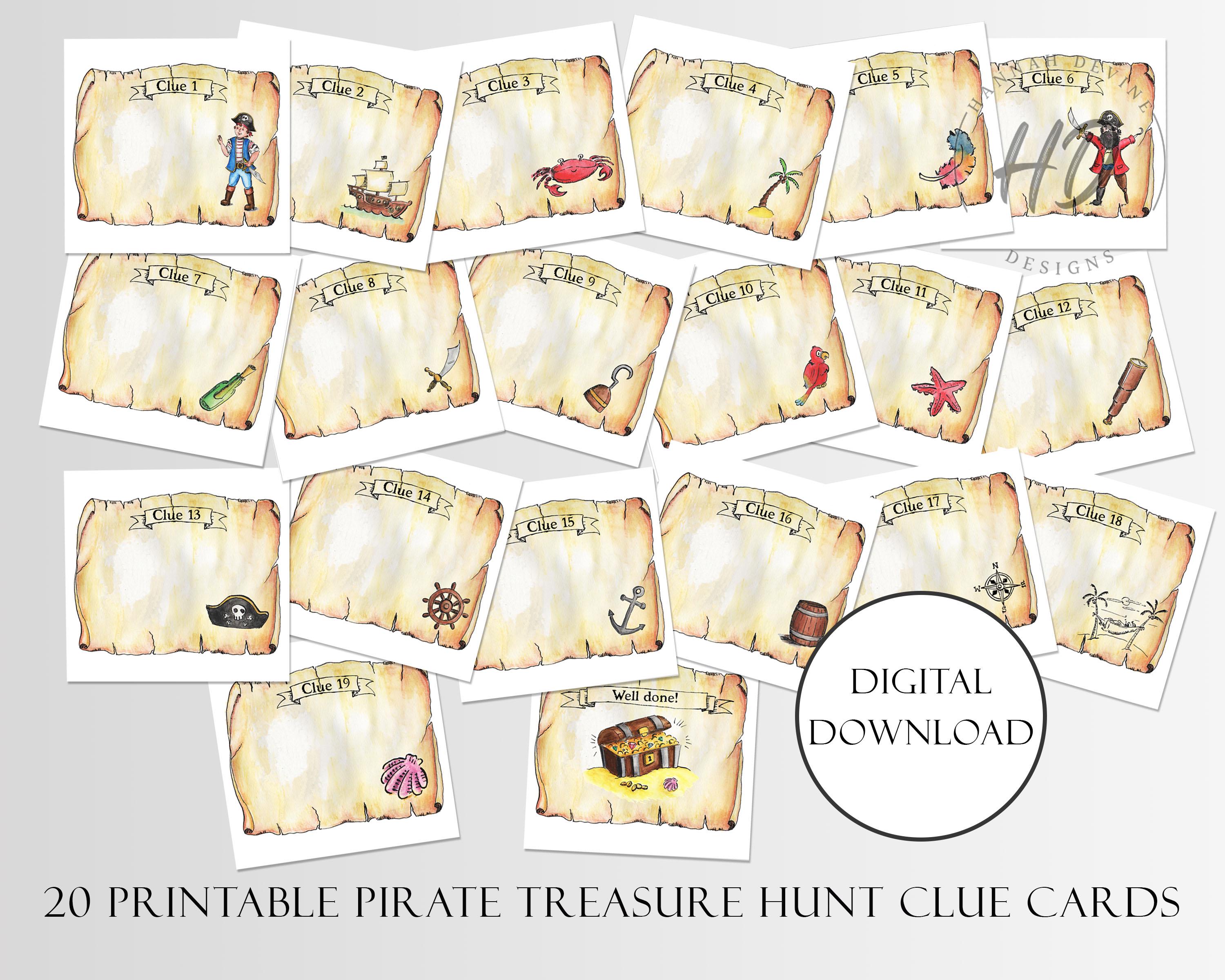20 Pirate Treasure Hunt Clues / Pirate Scavenger Hunt / Pirate Birthday ...