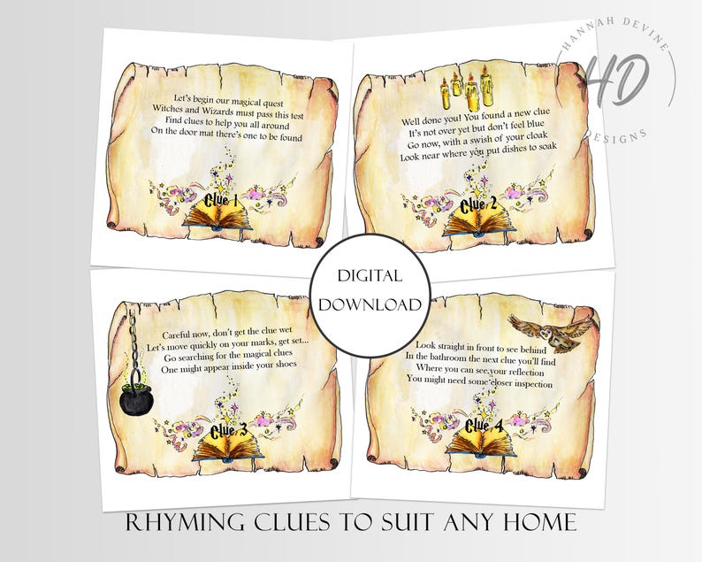Wizard Treasure Hunt Clues: Magical Printable Quest (digital Download ...