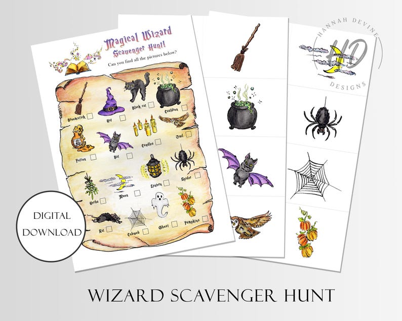 Magical Wizard Scavenger Hunt | Printable Wizard Party Game | Witch and ...