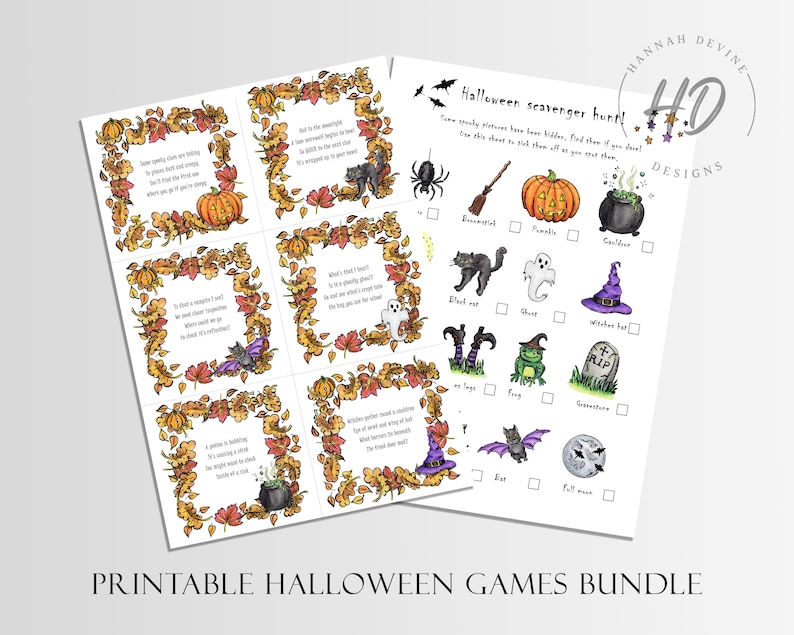 Halloween Treasure Hunt Clues and Scavenger Hunt Bundle | Halloween ...