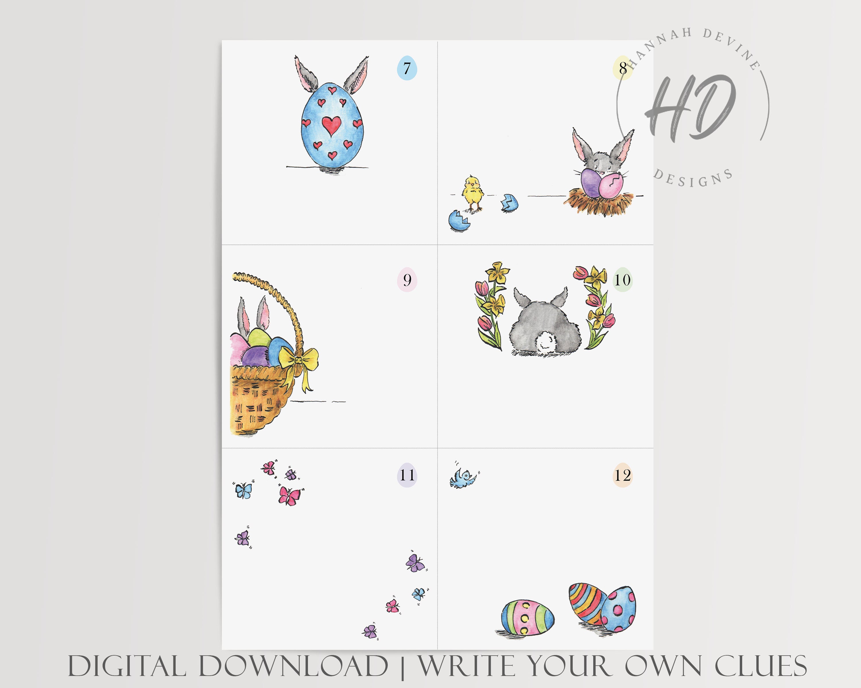 Easter Treasure Hunt Clue Card Template Blank Easter Egg Hunt Clue ...