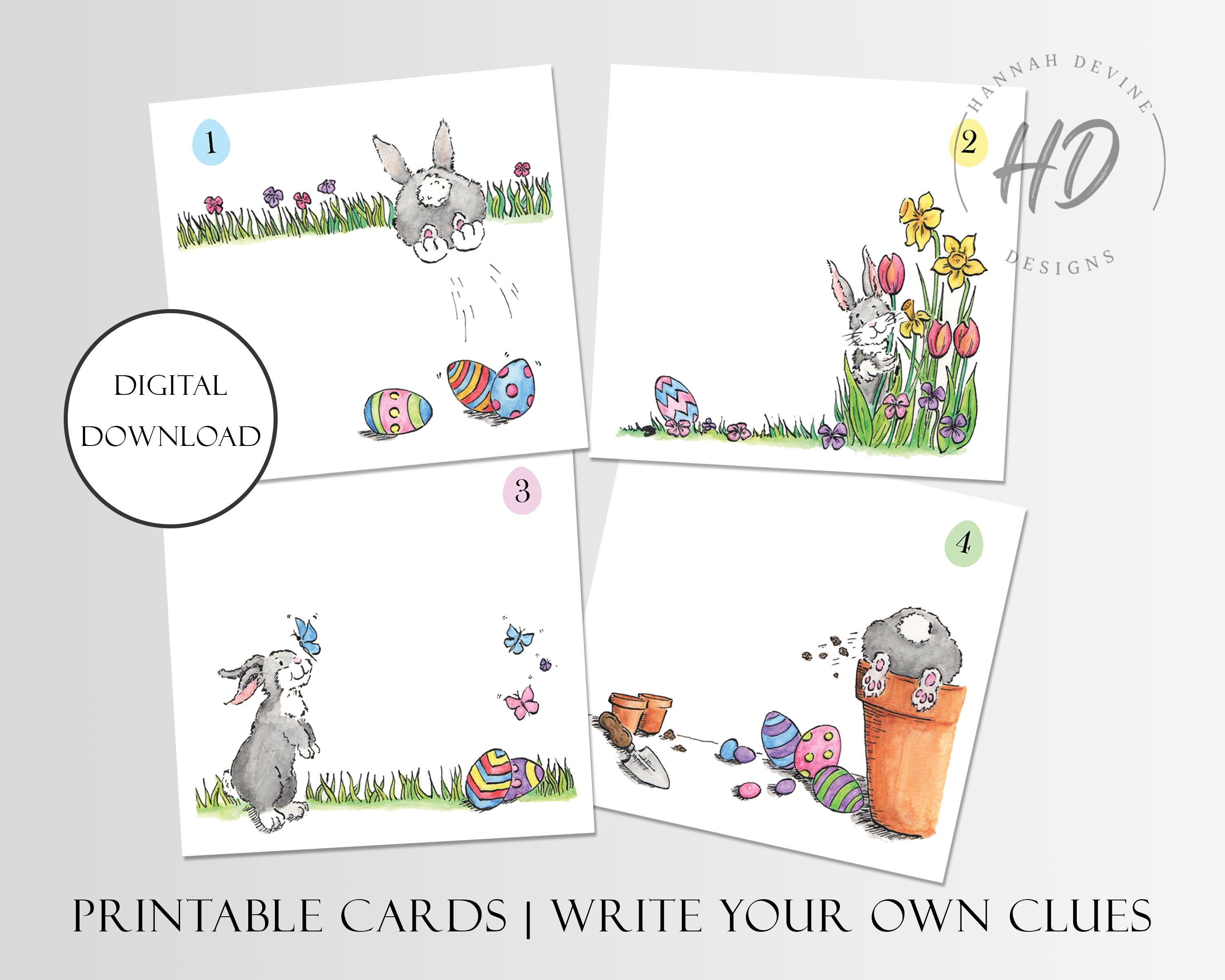 Easter Treasure Hunt Clue Card Template | Blank Easter Egg Hunt Clue ...