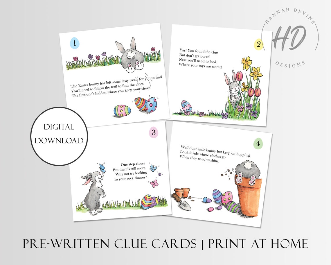 Easter Egg Hunt Clues / Easter Scavenger Hunt / Easter Treasure Hunt ...
