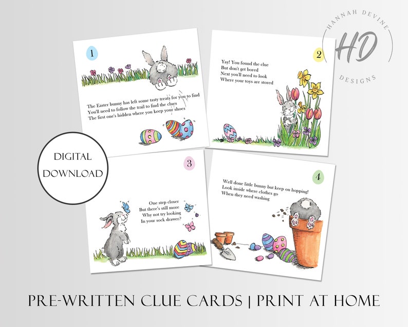 Easter Egg Hunt Clues / Easter Scavenger Hunt / Easter Treasure Hunt ...