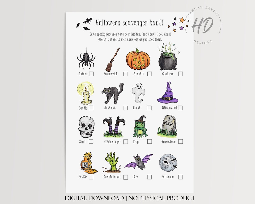 Halloween Scavenger Hunt | Printable Halloween Game | Halloween Party ...