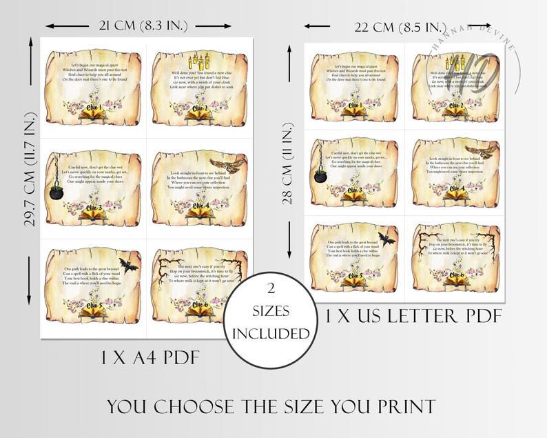 Wizard Treasure Hunt Clues: Magical Printable Quest (digital Download ...
