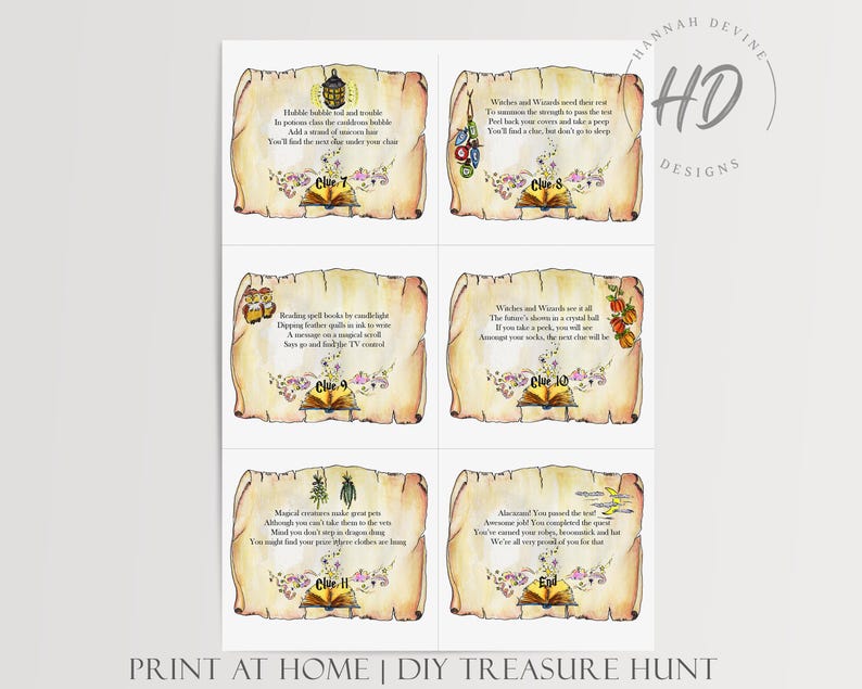 Wizard Treasure Hunt Clues: Magical Printable Quest (digital Download ...