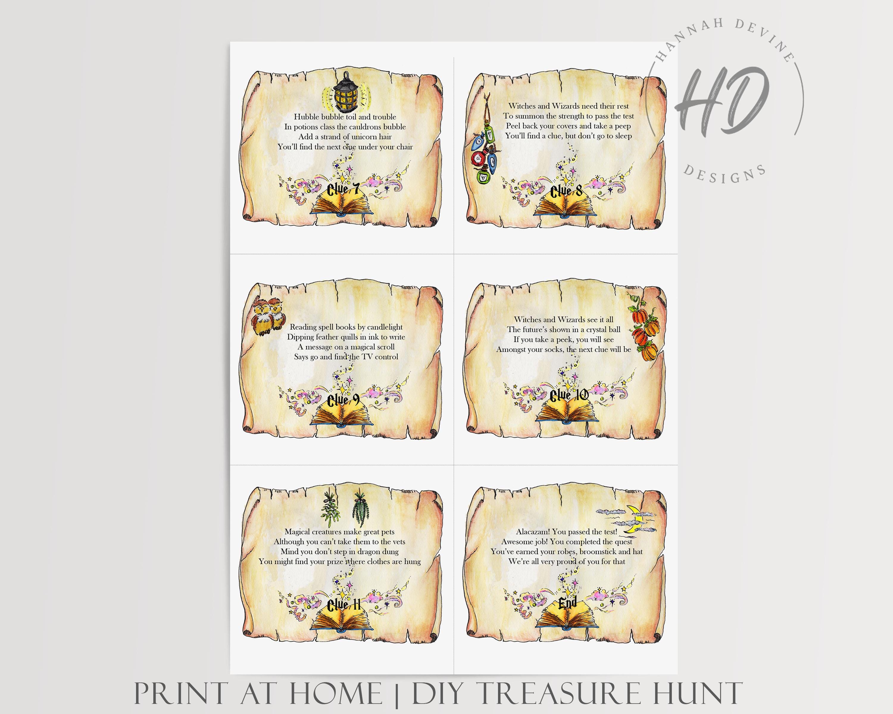 Wizard Treasure Hunt Clues: Magical Printable Quest (digital Download ...