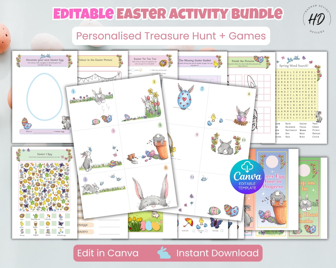 Editable Easter Activity Bundle – Treasure Hunt Template and Kids ...