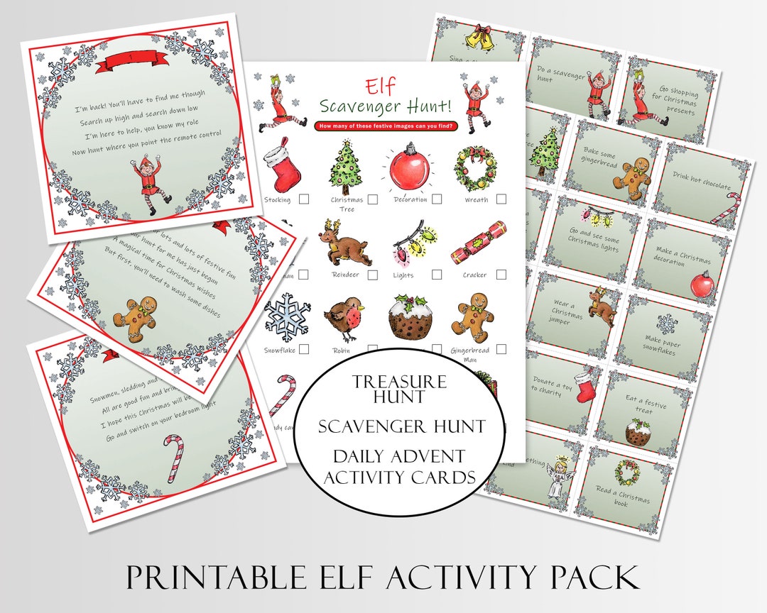Printable Christmas Elf Activity Pack for Kids | Treasure Hunt ...