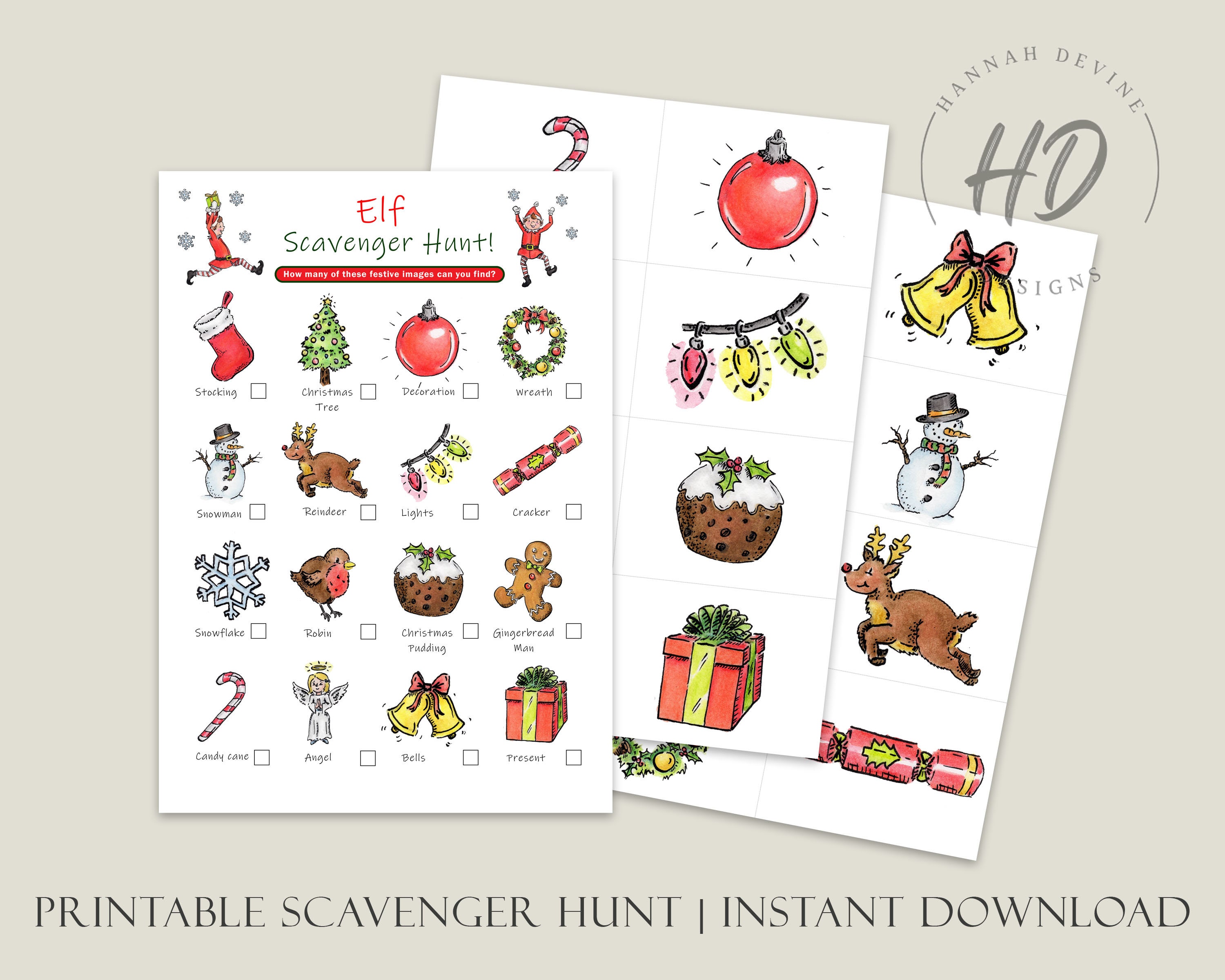 Printable Christmas Elf Activity Pack for Kids Treasure Hunt, Scavenger ...