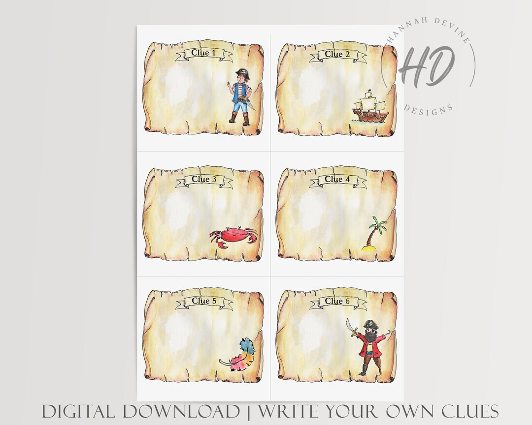 Pirate Treasure Hunt Clues / Pirate Scavenger Hunt / Pirate Birthday ...