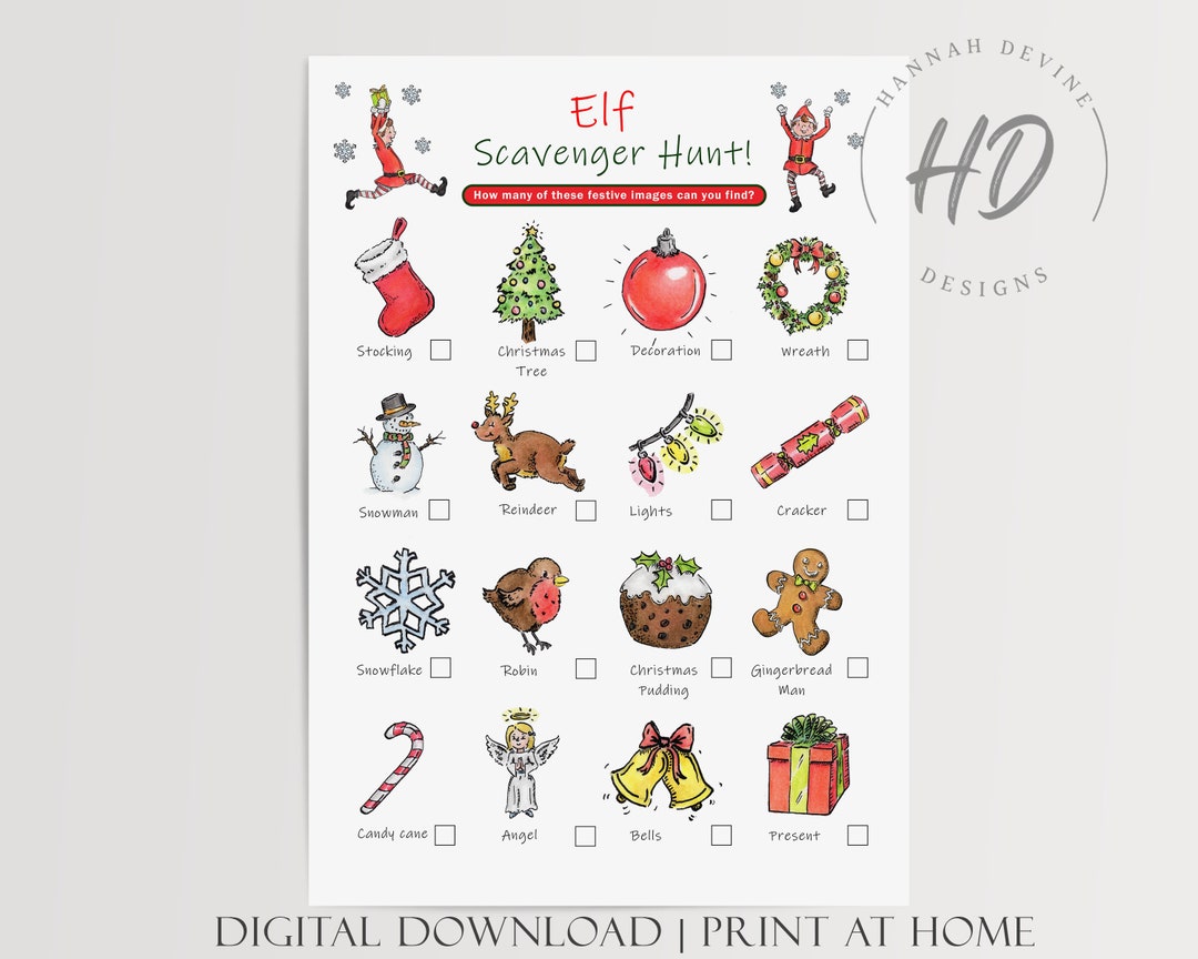Christmas Elf Scavenger Hunt | Printable Christmas Activity - Etsy