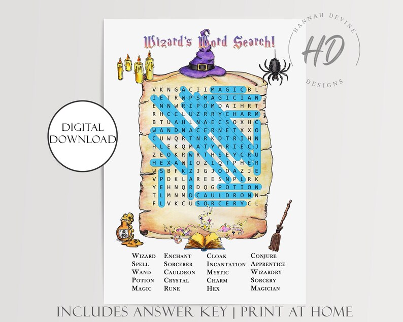 Wizard-themed Word Search Printable | Magical Fun for All Ages ...