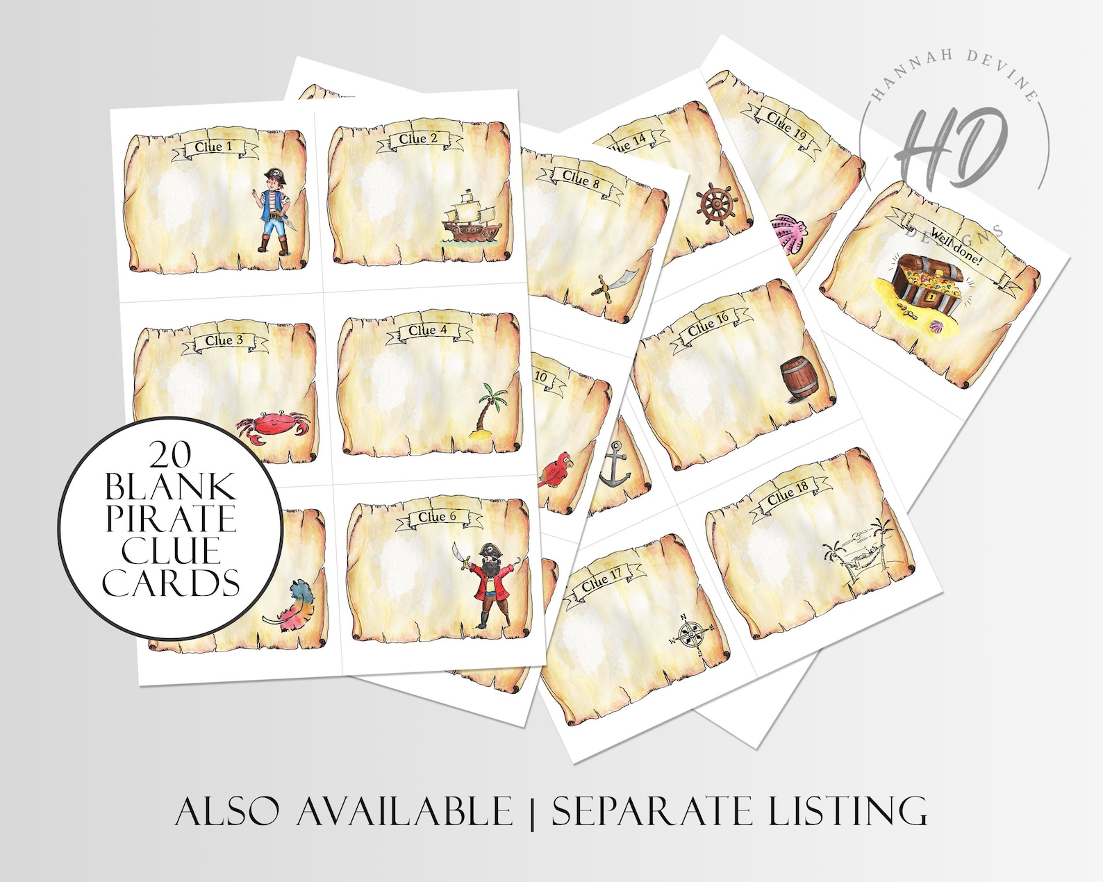 Pirate Treasure Hunt Clues Printable, Pirate Scavenger Hunt for Kids ...