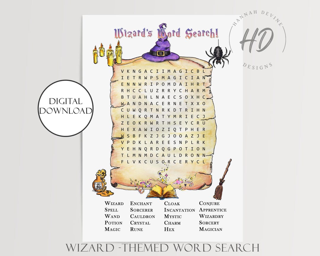Wizard-themed Word Search Printable | Magical Fun for All Ages ...
