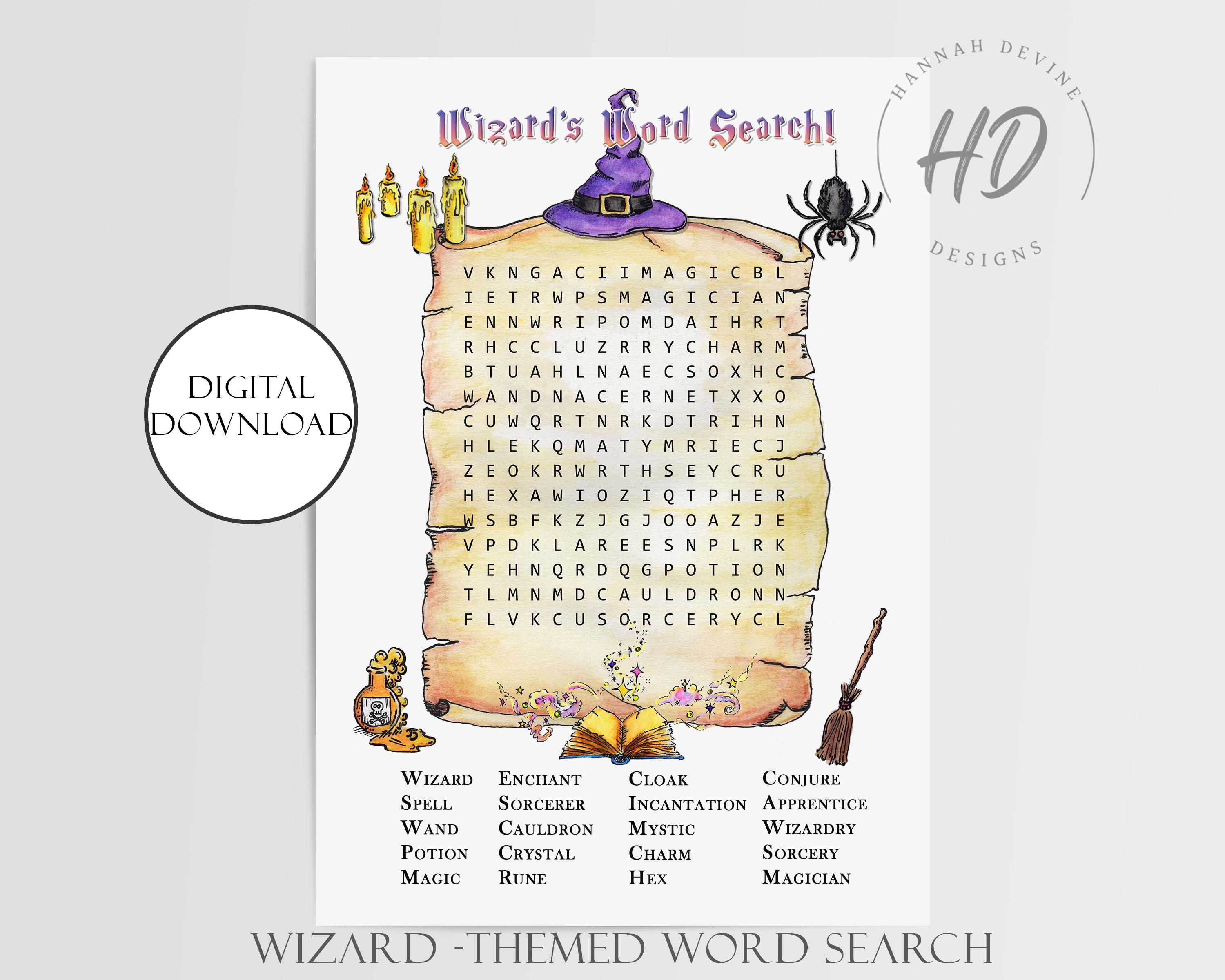 Wizard-themed Word Search Printable | Magical Fun for All Ages ...