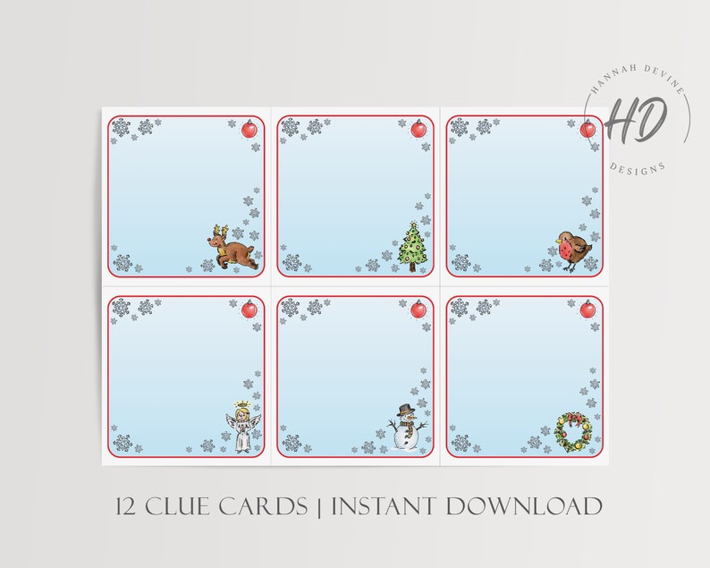 Christmas Treasure Hunt Clue Card Template | Blank Christmas Clue Cards ...