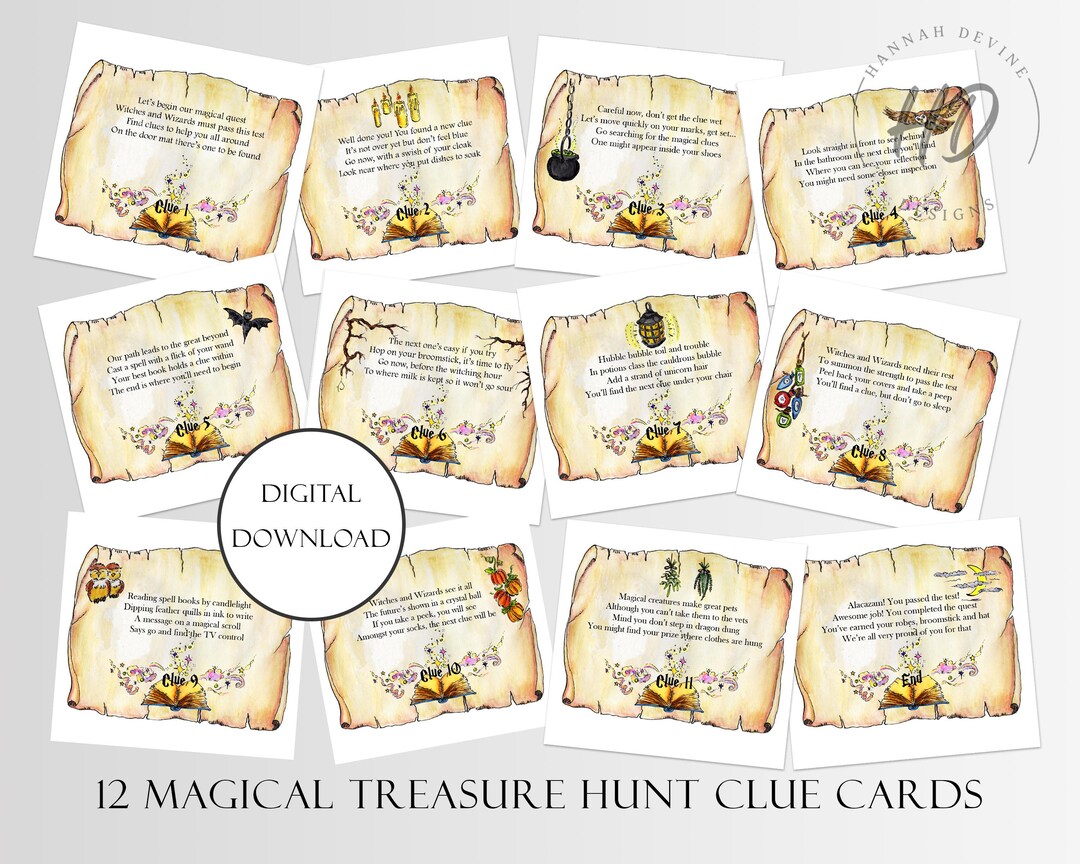 Wizard Treasure Hunt Clues: Magical Printable Quest (digital Download ...