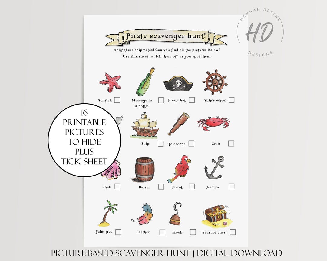 Picture-based Pirate Scavenger Hunt | Printable Educational Game for ...