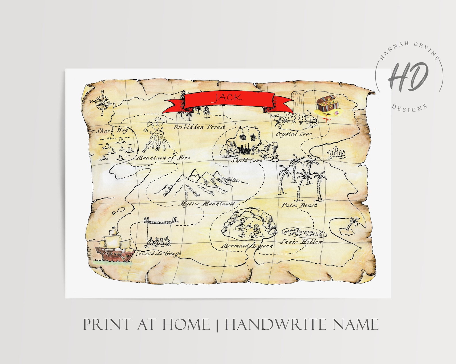 Pirate Placemat | Treasure Map Placemat | Printable Pirate Map - Etsy