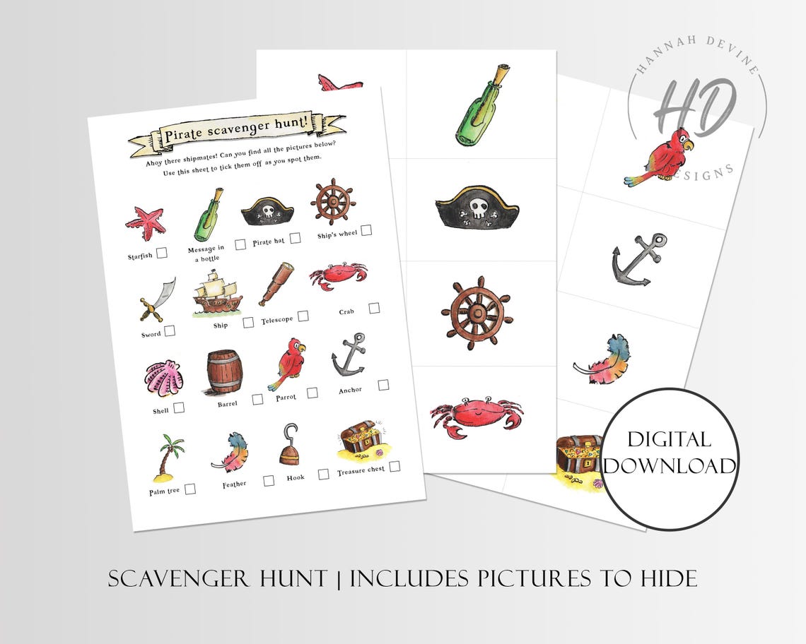 Kids Pirate Scavenger Hunt: Printable Treasure Hunt Game (digital ...