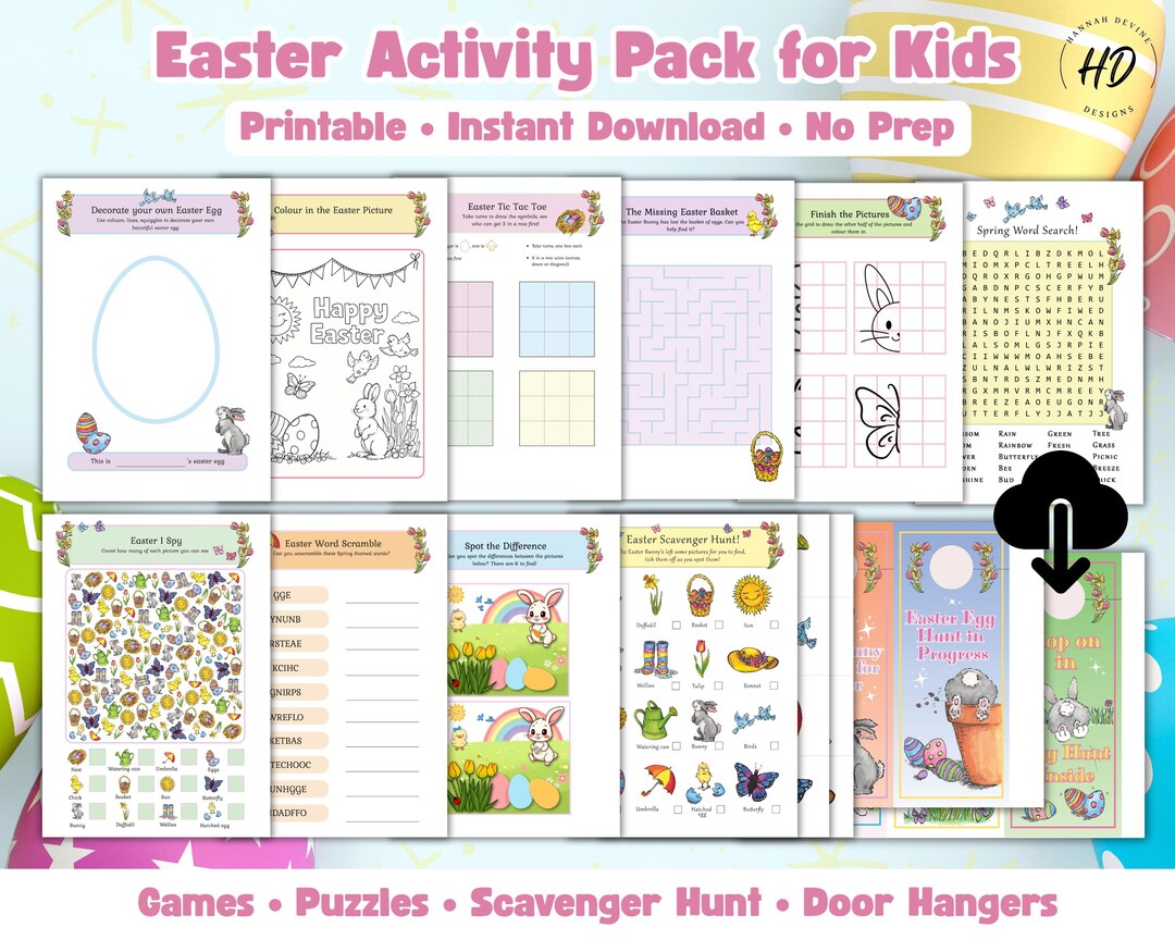 Easter Activity Pack Printable – Kids Games, Puzzles & Scavenger Hunt ...
