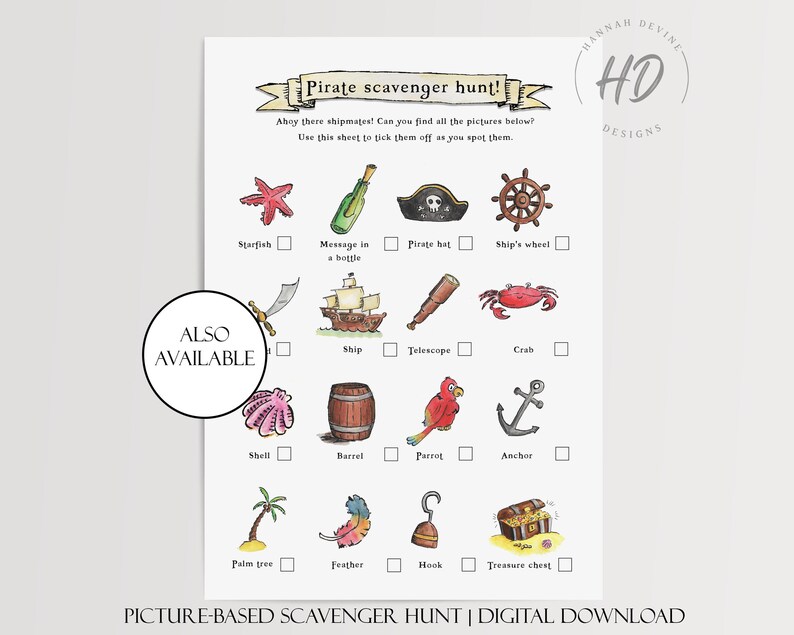 Pirate Treasure Hunt Clues Printable, Pirate Scavenger Hunt for Kids ...