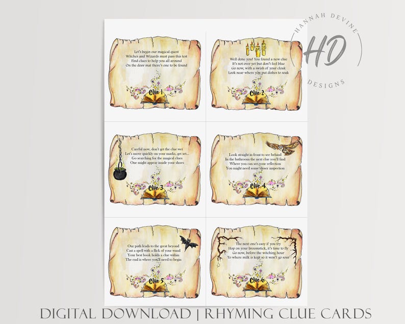 Wizard Treasure Hunt Clues: Magical Printable Quest (digital Download ...