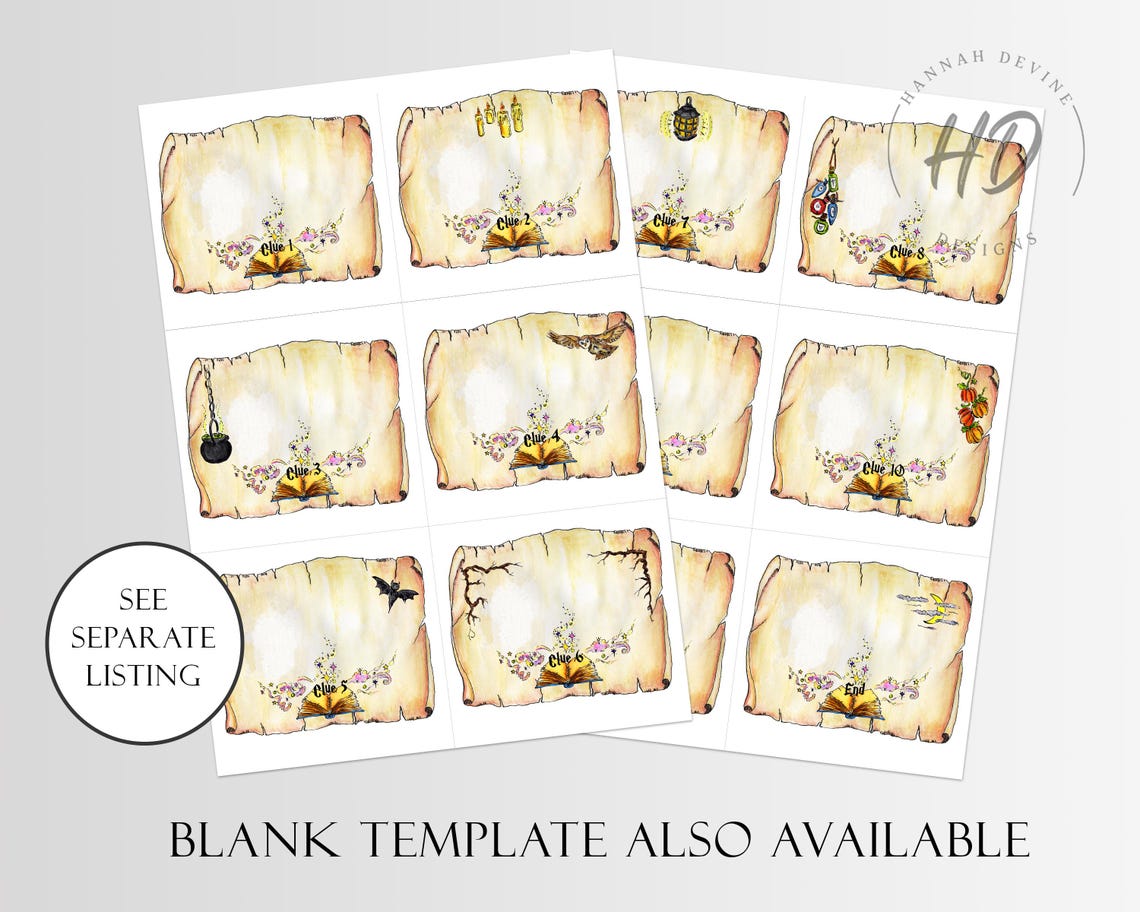 Wizard Treasure Hunt Clues: Magical Printable Quest (digital Download ...