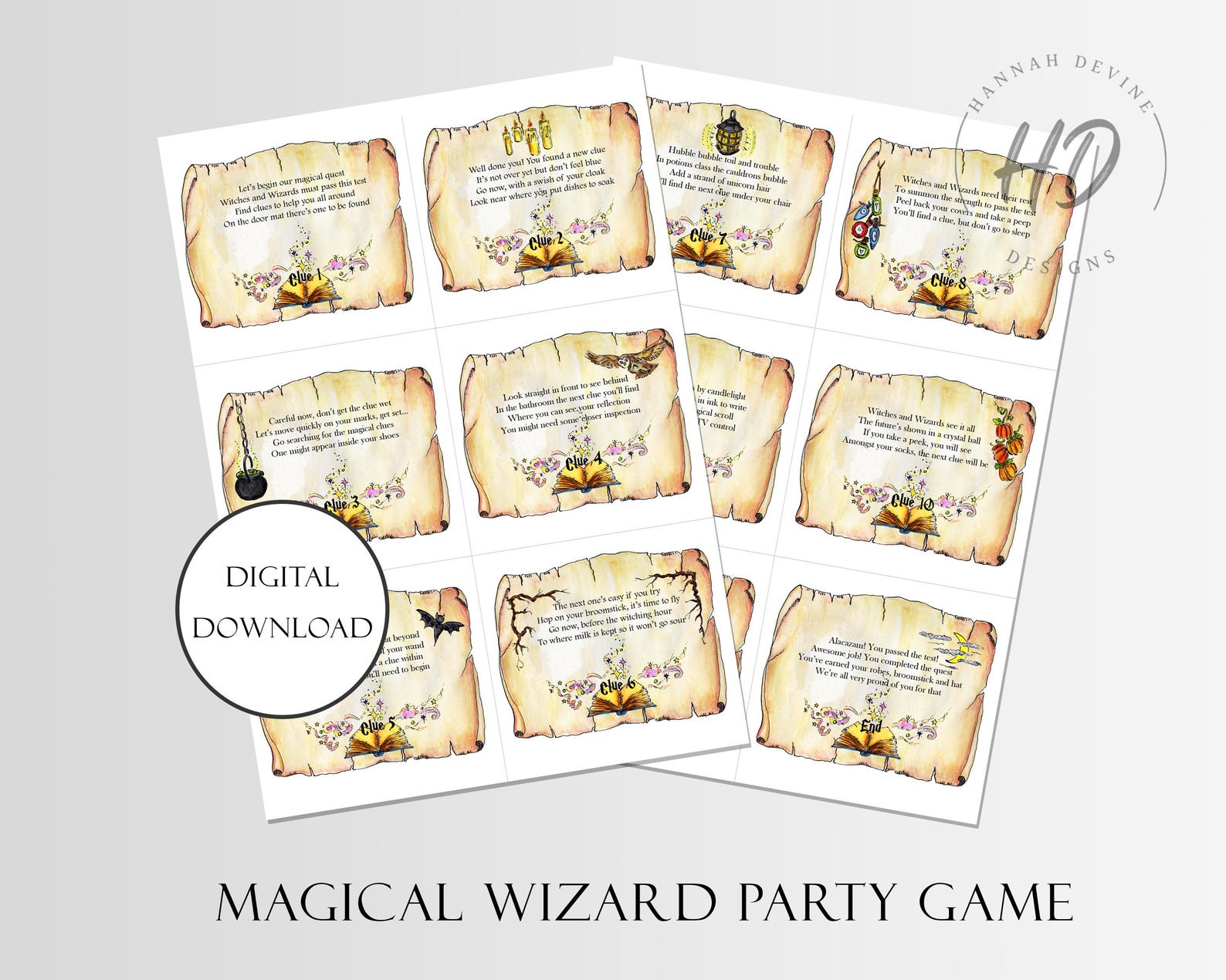 Wizard Birthday Treasure Hunt: Printable Magical Party Game (digital ...