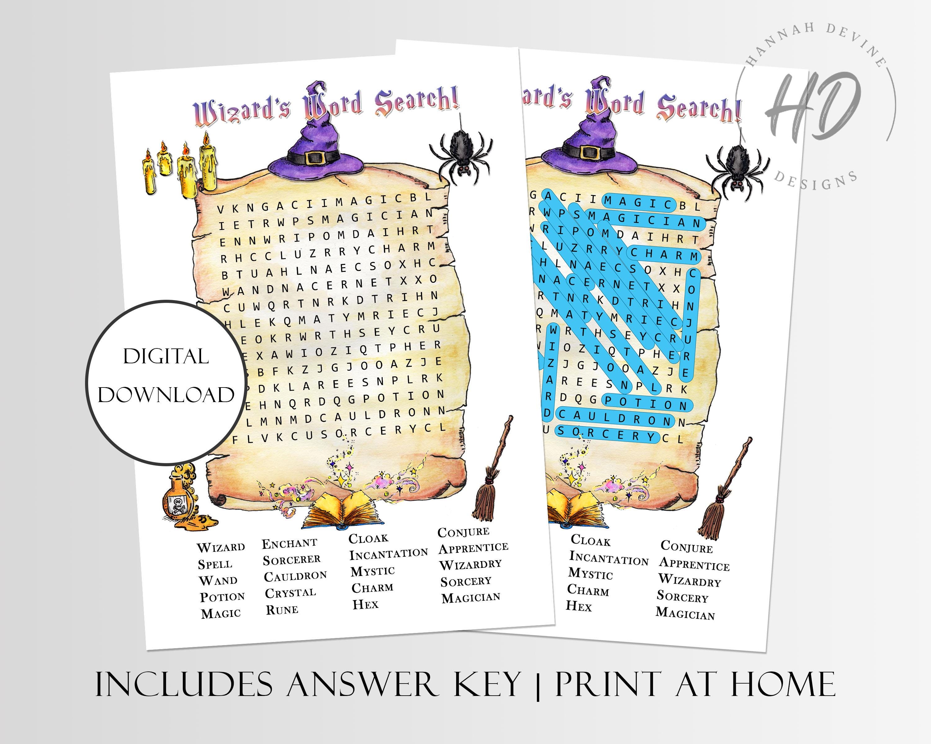 Wizard-themed Word Search Printable | Magical Fun for All Ages ...