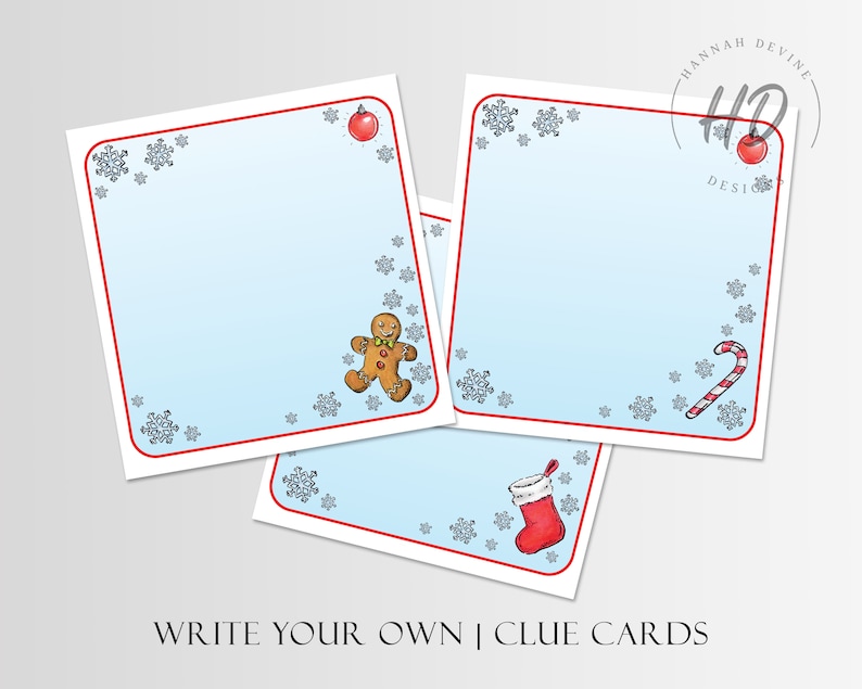 Christmas Treasure Hunt Clue Card Template | Blank Christmas Clue Cards ...