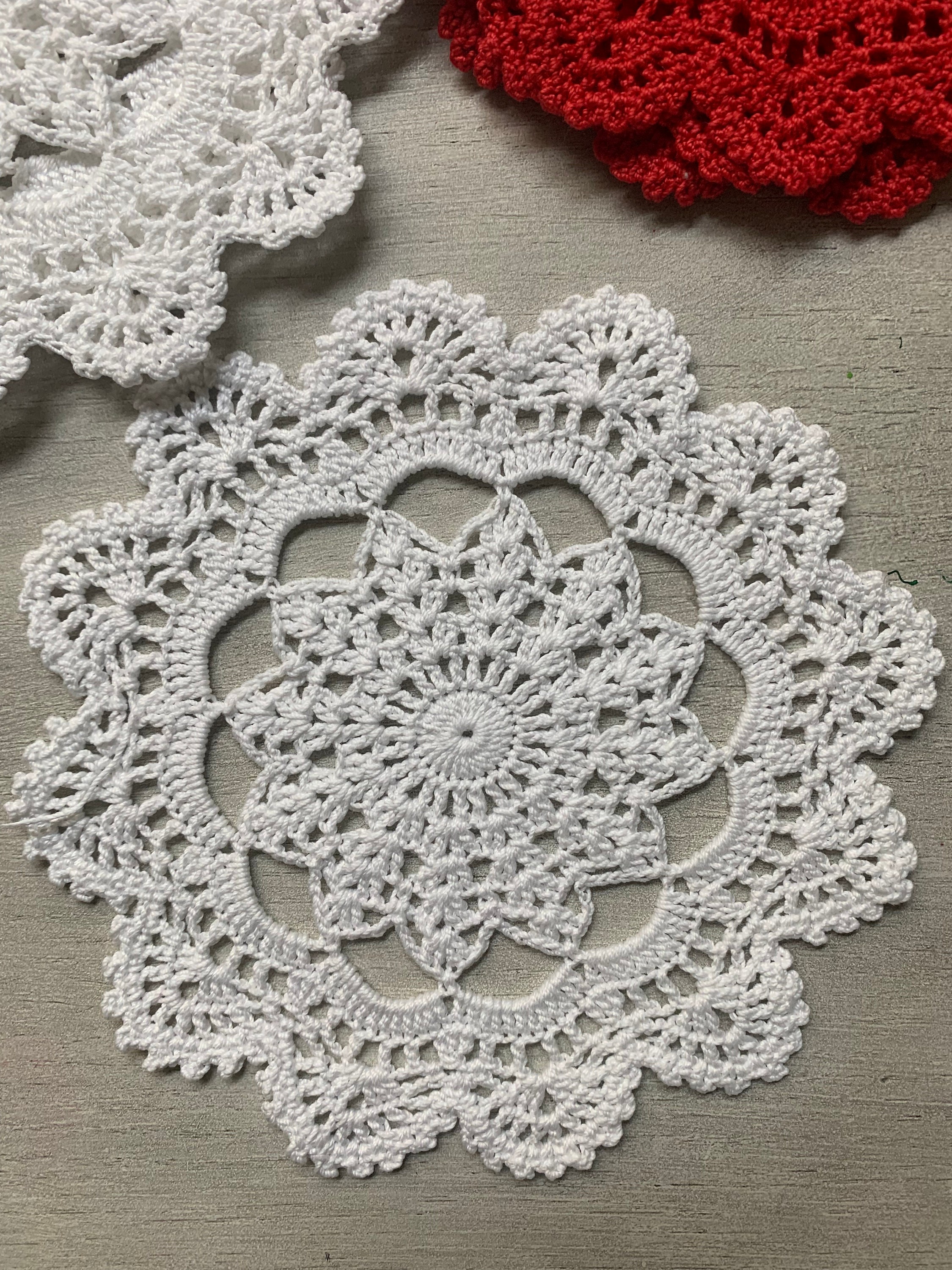 Crocheted Round Doilies, Red Doilies, Blue Doilies, White Doilies, 6 ...
