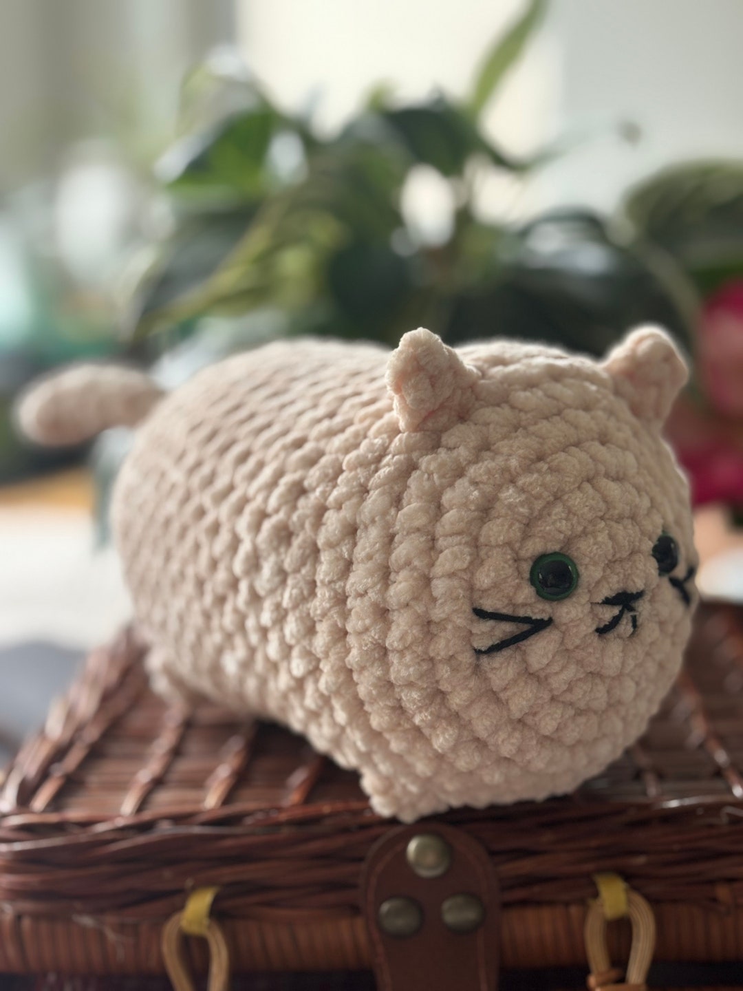 Crocheted Chunky Cat, Cat Plush Toy, Amigurumi Cat, Beige Cat Toy ...