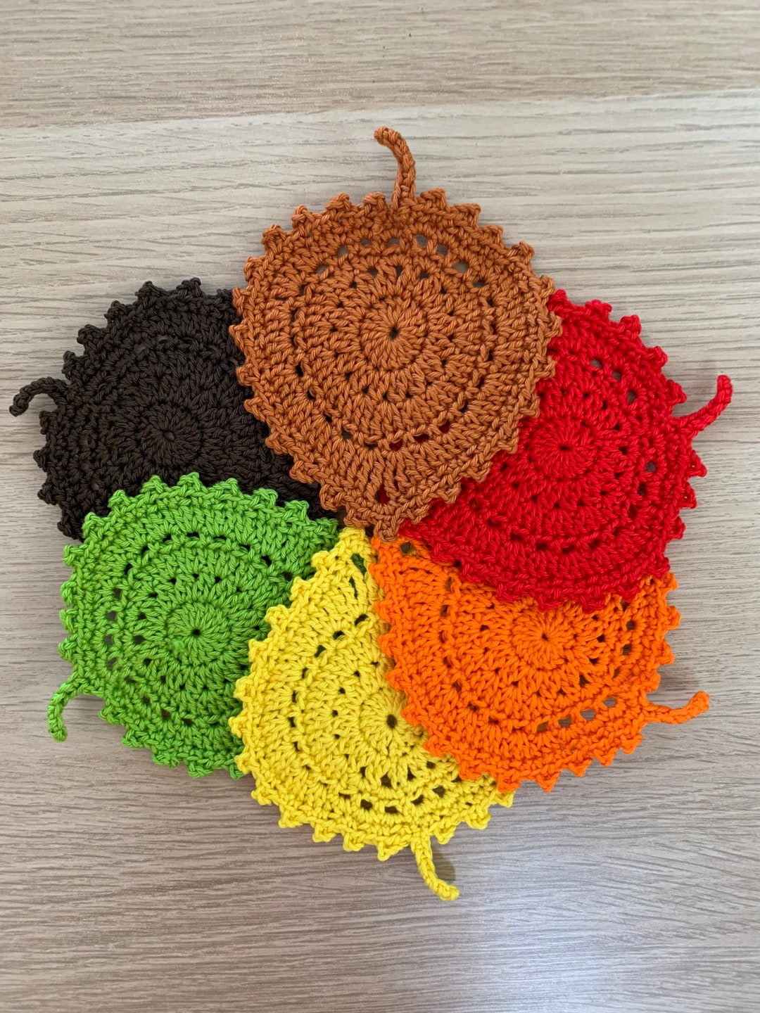 Crocheted Leaf Coasters Set, Fall Table Decor - Etsy