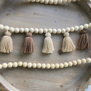 Neutral Shades of Brown Tassel Garland With Wooden Beads Neutral Brown ...
