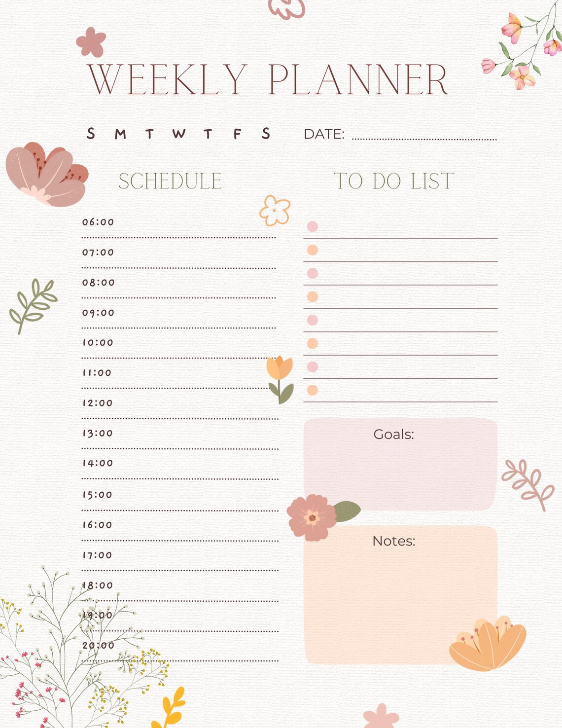 Weekly Printable Planner Sheets - Etsy
