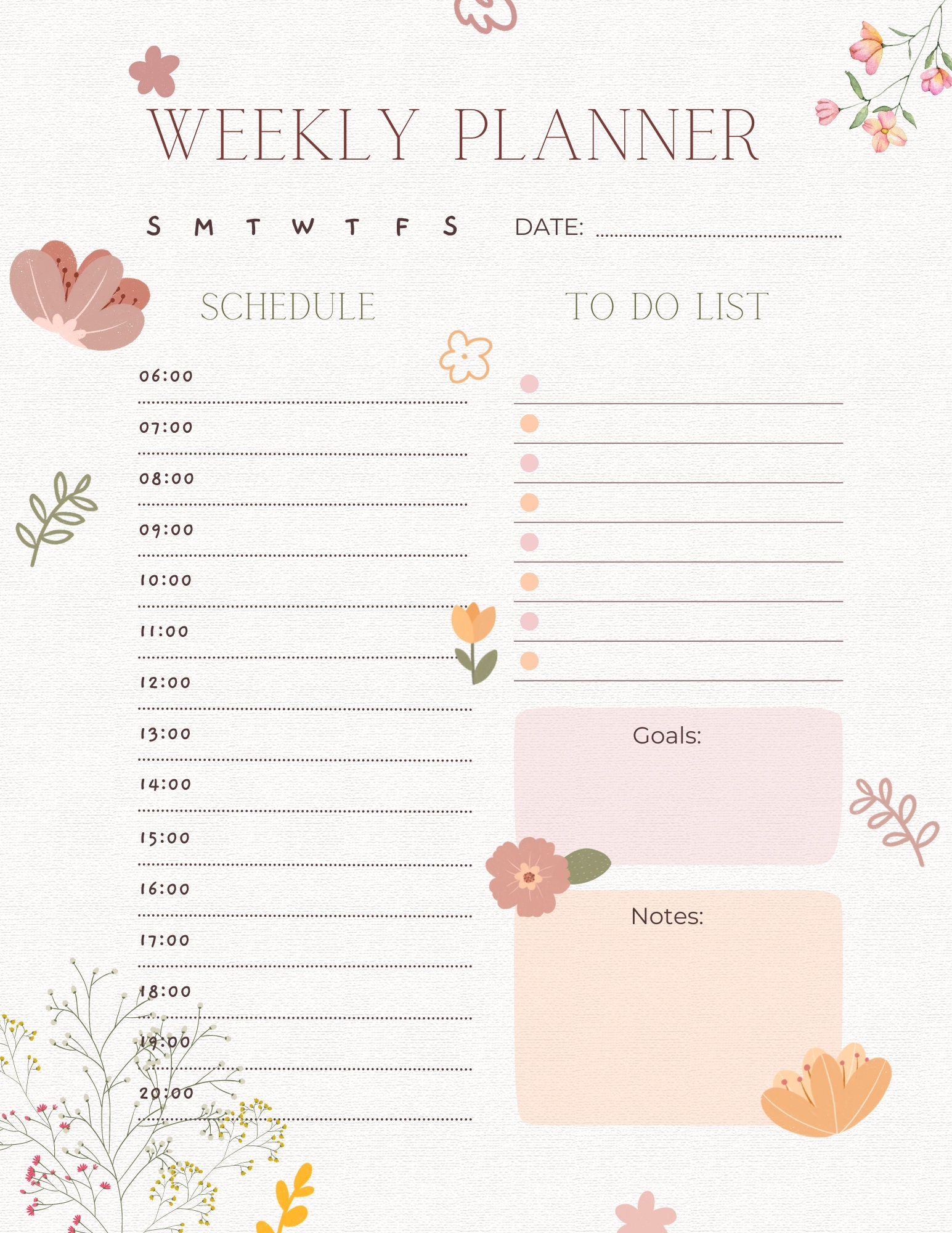 Weekly Printable Planner Sheets - Etsy